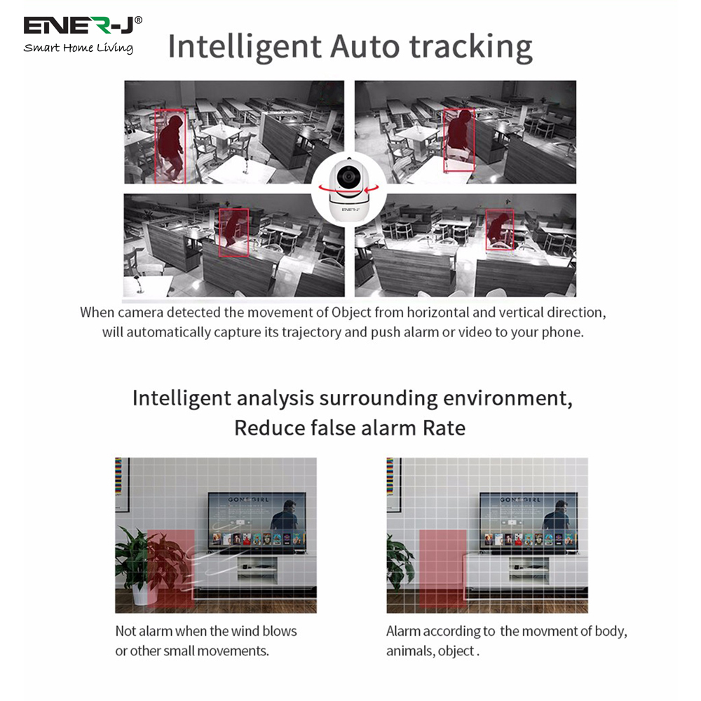 Ener-J Smart Mini Indoor Camera with Auto Tracker – Home Secure Store