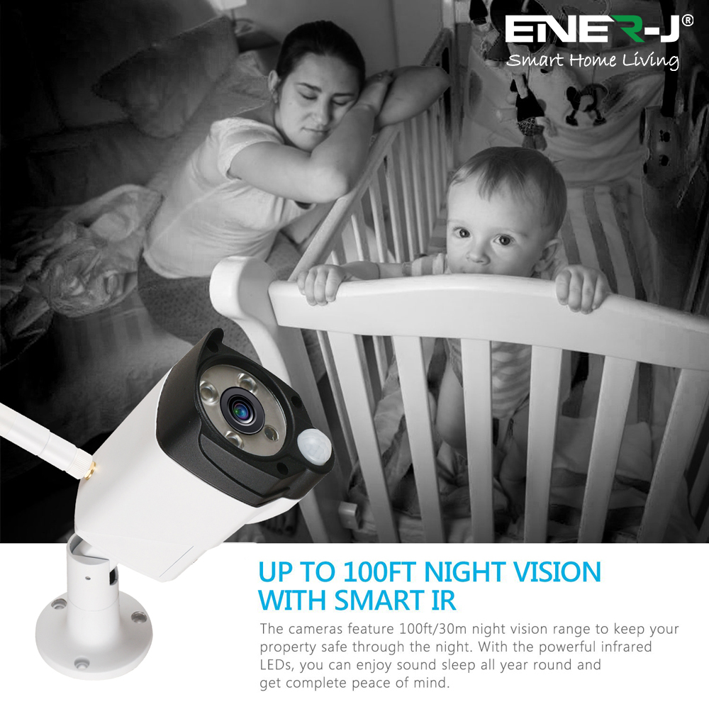 Ener-J Wireless CCTV Kit – 4 Cameras, NVR and Monitor – Home Secure Store